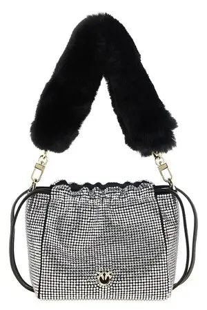 Pinko Rhinestone Bucket Bag - Silver