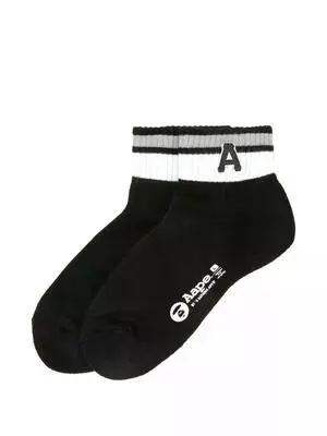 AAPE BY *A BATHING APE Striped-detail A-embroidered Ankle Socks