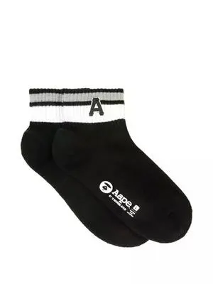 AAPE BY *A BATHING APE Striped-detail A-embroidered Ankle Socks