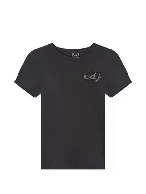 EA7 Rhinestone-embellished Logo-patch T-shirt - Black