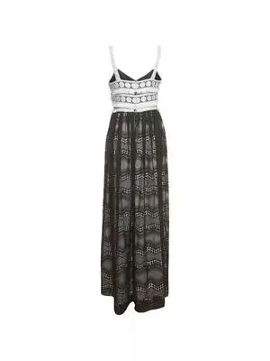 Badgley Mischka Embroidered Chevron Maxi Dress