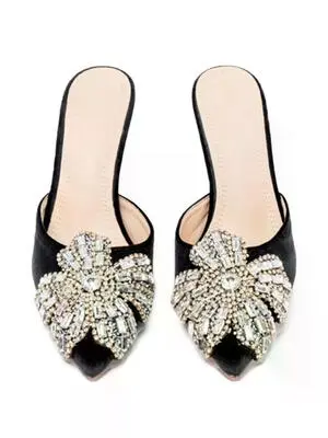 TWENTY FOURHAITCH Melor Crystal-embellished Velvet Mules