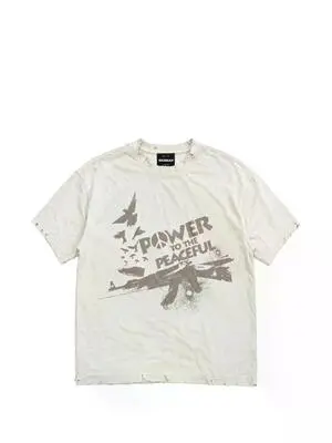 WARMAN Graphic-print Distressed T-shirt - Neutrals