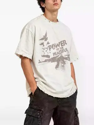 WARMAN Graphic-print Distressed T-shirt