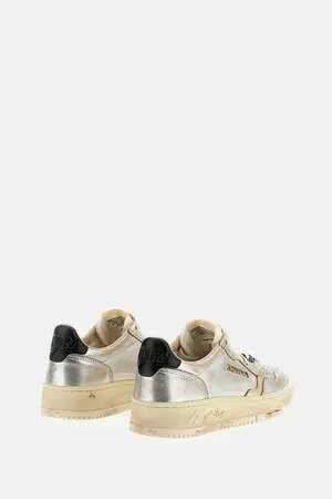 AUTRY Sneakers Medalist Super Vintage In Pelle Laminata - Silver