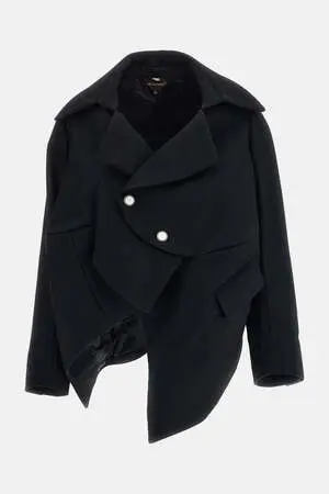 Comme Des Garçons Giacca In Lana Asimmetrica - Black