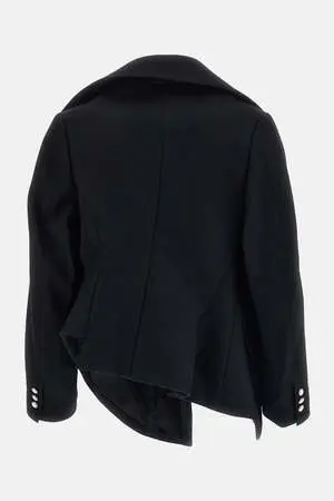 Comme Des Garçons Giacca In Lana Asimmetrica - Black