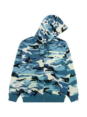 AAPE BY *A BATHING APE Camouflage-pattern Zip-up Hoodie - Blue