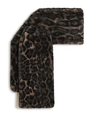 Apparis Kai Faux Fur Pull Through Scarf Dark Leopard