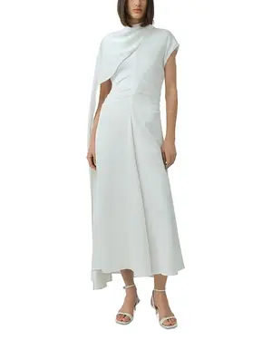 Simkhai Jacka Draped Satin Midi Dress - Ivory