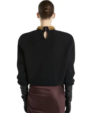 Balmain Cashmere Jumper With Removable Embroidered Trim