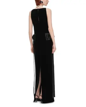SELF-PORTRAIT Embellished Bow Trim Velvet Gown