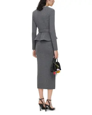 SELF-PORTRAIT Embellished Neck Belted Midi Dress