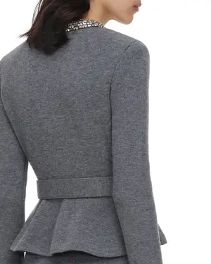 SELF-PORTRAIT Embellished Neck Belted Midi Dress