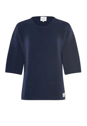 YOU LOOK PERFECT Pullover Fay, Half-sleeved Merino Sweater In Structured Knit