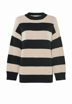 YOU LOOK PERFECT Pullover Felia, Relaxed Block Stripe Merino Sweater -