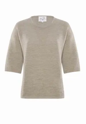 YOU LOOK PERFECT Pullover Fay, Half-sleeved Merino Sweater In Structured Knit