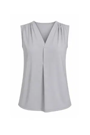 CONQUISTA Draped V-neck Sleeveless Jersey Top - Grey