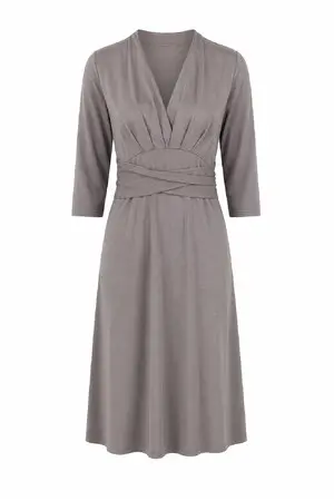 CONQUISTA Elegant Wrap-waist Midi Jersey Dress