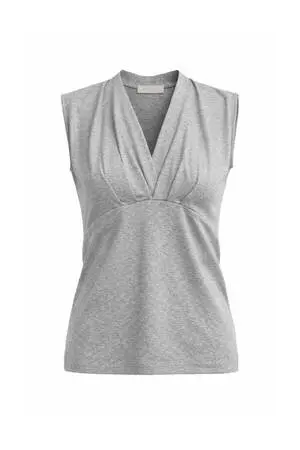 CONQUISTA Draped Empire Sleeveless Top - Grey