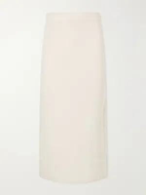 Max Mara Carbone Wool And Cashmere-blend Midi Skirt