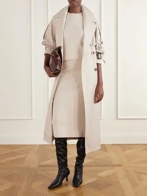 Max Mara Carbone Wool And Cashmere-blend Midi Skirt