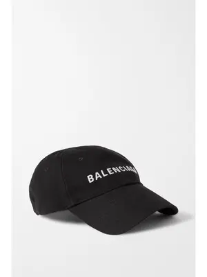 Balenciaga Embroidered Cotton-twill Baseball Cap - Black