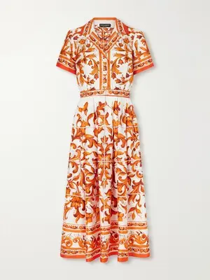 Dolce & Gabbana Floral-printed Silk-twill Midi Dress