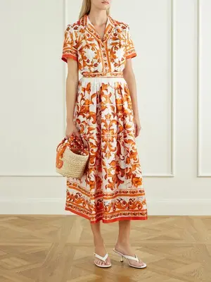 Dolce & Gabbana Floral-printed Silk-twill Midi Dress