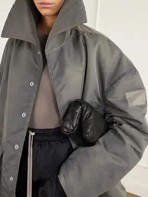 Rick Owens Dracucollar Oversized Distressed Padded Shell Parka