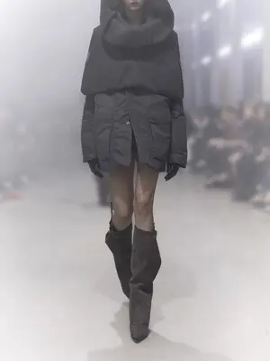 Rick Owens Dracucollar Oversized Distressed Padded Shell Parka