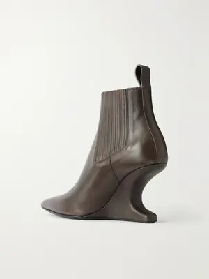 Rick Owens Cantilever 80 Curved Leather Wedge Ankle Boots