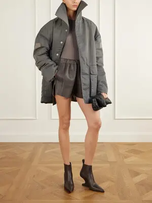 Rick Owens Cantilever 80 Curved Leather Wedge Ankle Boots