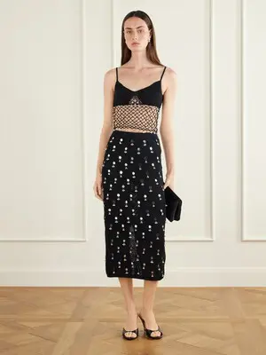 YOSHITA 1967 Catherine Embellished Cotton Crochet-knit Top