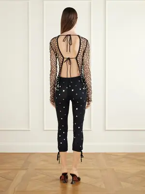 YOSHITA 1967 Jhanjar Embellished Open-back Cotton Crochet-knit Top
