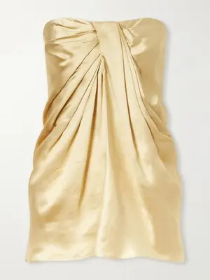 Tove Eden Strapless Draped Satin Top - Gold