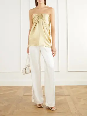 Tove Eden Strapless Draped Satin Top
