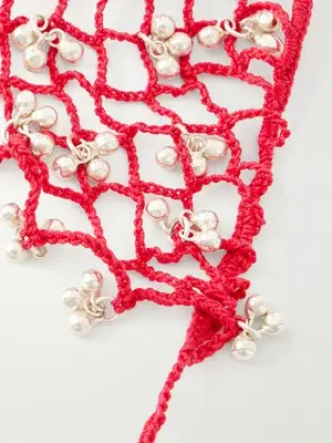 YOSHITA 1967 Embellished Cotton Crochet-knit Bandana