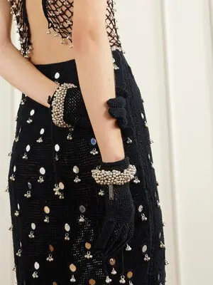 YOSHITA 1967 Embellished Cotton Crochet-knit Gloves