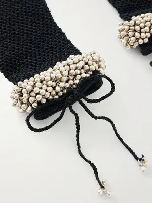 YOSHITA 1967 Embellished Cotton Crochet-knit Gloves