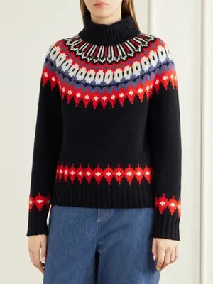 Bogner Ingrid Fair Isle Cashmere Turtleneck Sweater