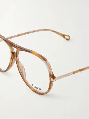 Chloé Tubolar Aviator-style Tortoiseshell Acetate Glasses