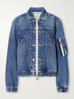 Sacai Levi's Washed Denim Bomber Jacket - Blue