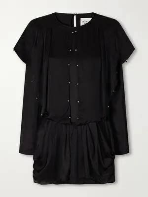 MARANT ETOILE Blissa Embellished Gathered Satin Mini Dress