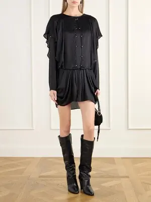 MARANT ETOILE Blissa Embellished Gathered Satin Mini Dress