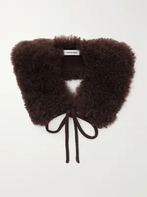 YVES SALOMON Wool-trimmed Shearling Collar - Brown