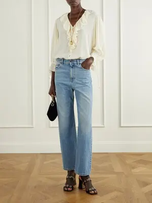 Chloé Logo-embroidered High-rise Wide-leg Jeans
