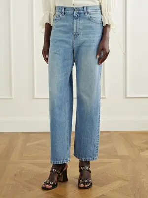 Chloé Logo-embroidered High-rise Wide-leg Jeans