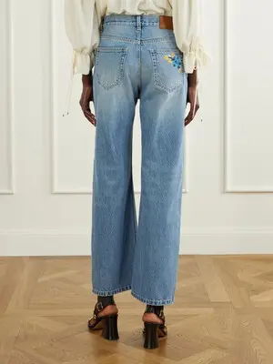 Chloé Logo-embroidered High-rise Wide-leg Jeans