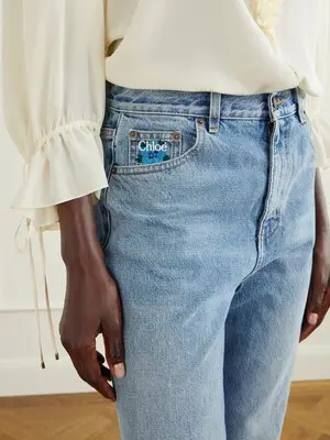 Chloé Logo-embroidered High-rise Wide-leg Jeans